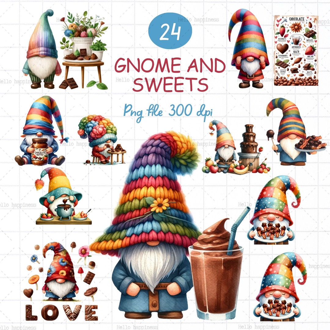 Gnome and Sweets,chocolate Png,ice Cream ,gnome Clipart,love Clipart ...