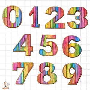 Colorful Wooden Alphabet Letters and Numbers Pastel Colors Clipart ...