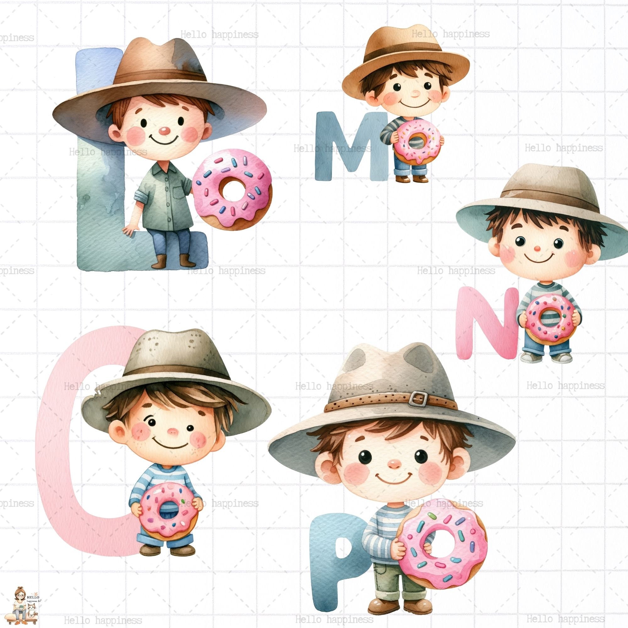 Alphabet a Boy With Donut, Alpha Donut and Boy Png, Letter Png, Letter ...