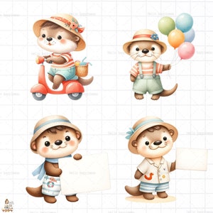 Otter Relax Time, Little Otter Clipart, Watercolor Animals ...