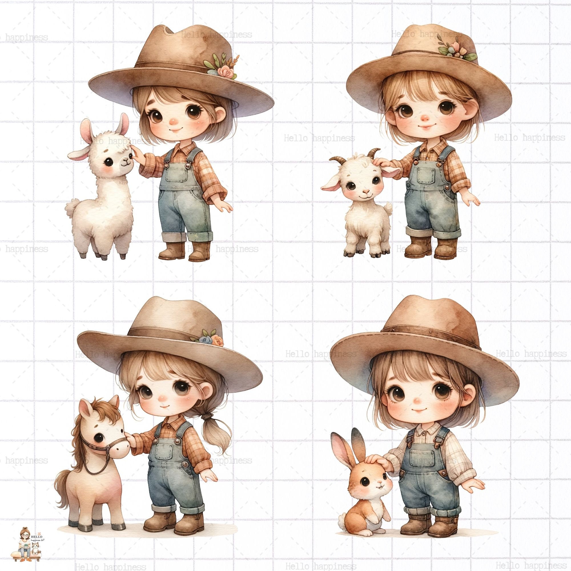 Cute Farm Animal,little Girl Gardener ,kid on Farm Png,gardener Themed ...