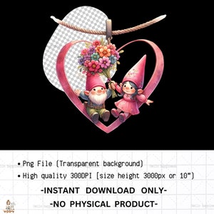 Valentines Gnome Clipart Bundle, Valentines Clipart, Valentines Png ...