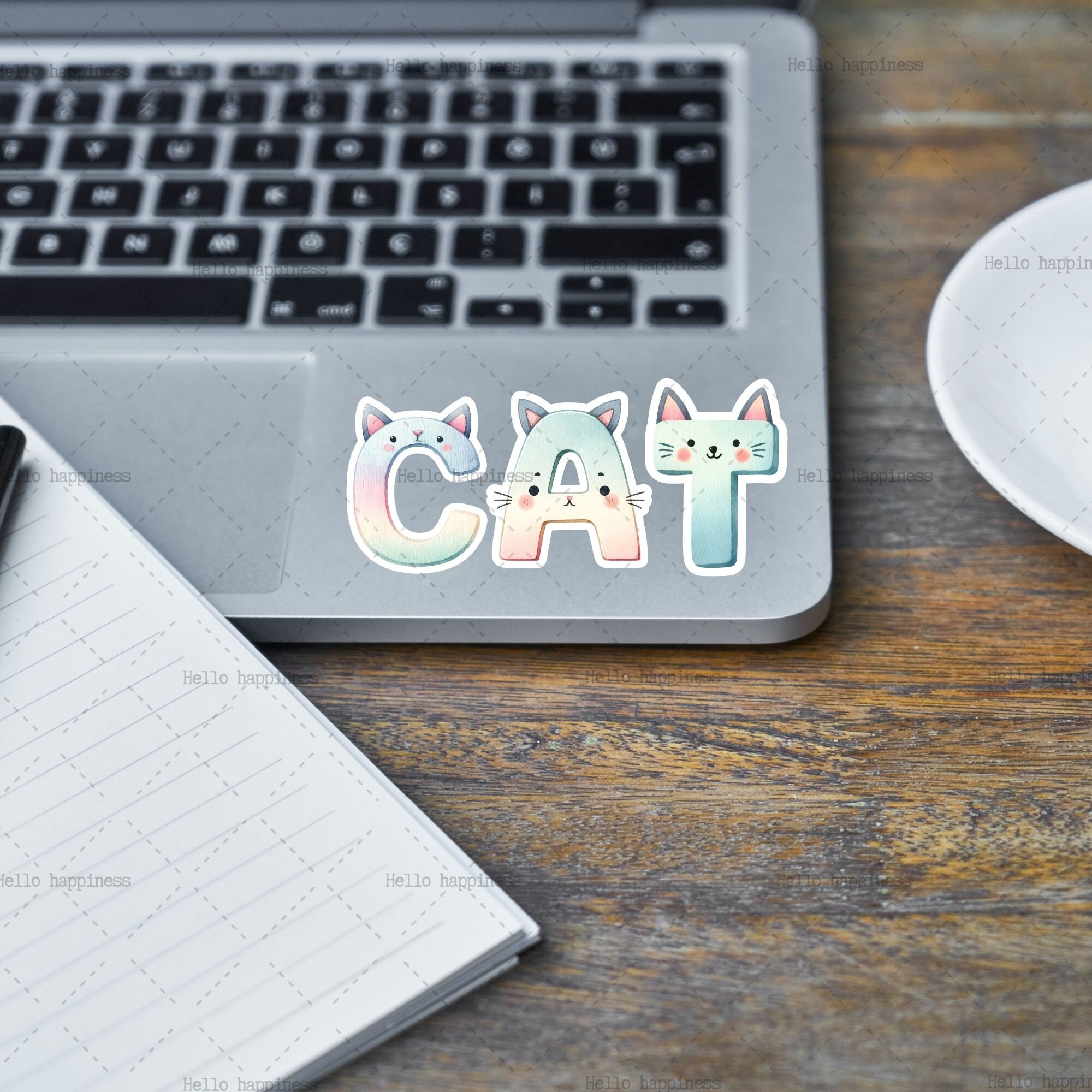 Alphabet Cat Face Clipart, Cute Cat Letter ,watercolor Alphabet, Number ...