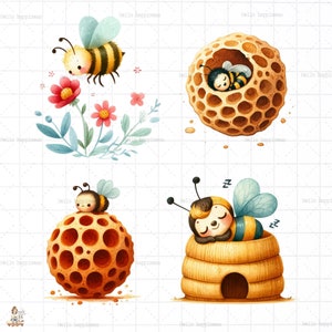 Cute Little Bee, Little Bee Clipart, Watercolor Animals Illustrations ...