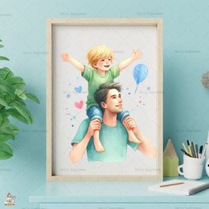 Fathers Watercolor Clipart, Father's Day Dad Graphics, Son and Father ...