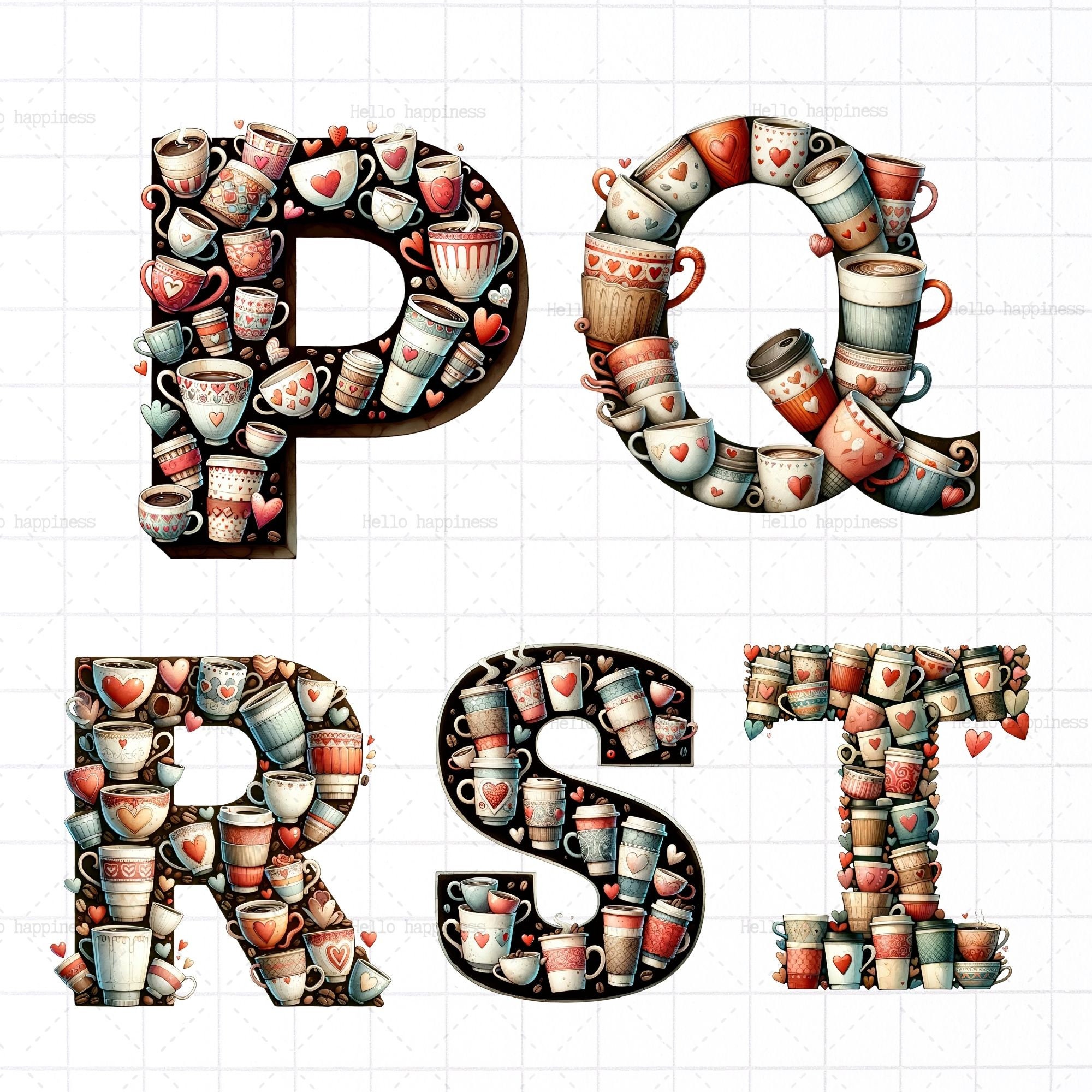 Alphabet Coffee Clipart, Mugs Clipart, Coffee Lover,letter,number ...