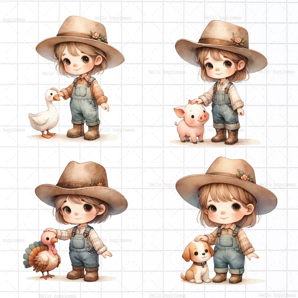 Cute Farm Animal,little Girl Gardener ,kid on Farm Png,gardener Themed ...