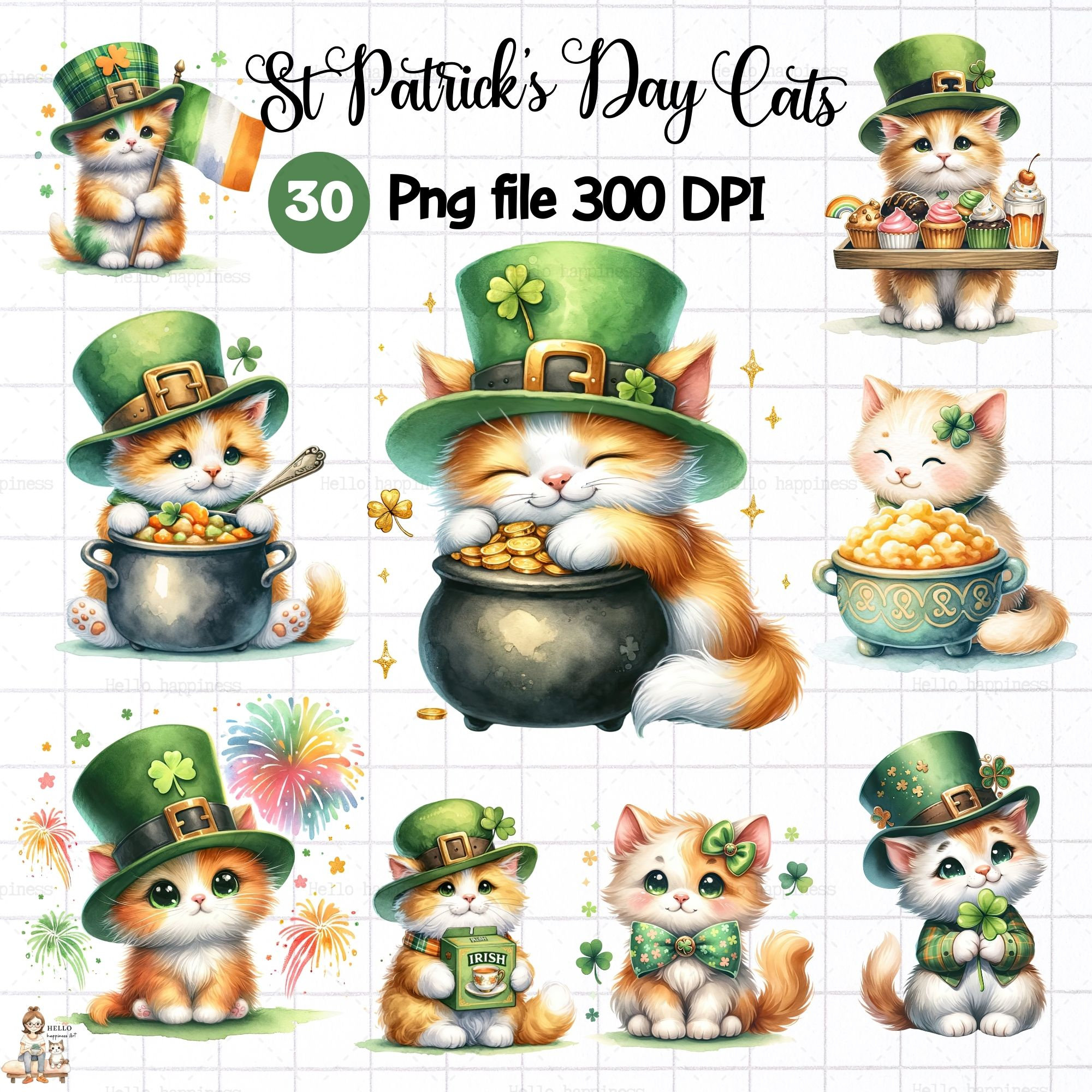 Cat St. Patrick's Day PNG Clipart, St. Patrick's Day PNG, Cute Cat PNG ...