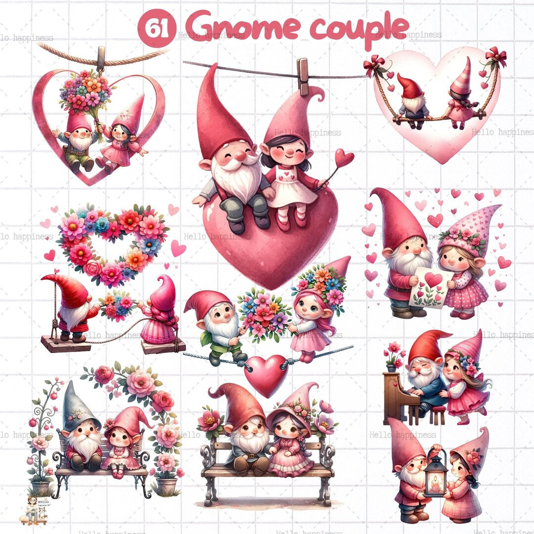 Valentines Gnome Clipart Bundle, Valentines Clipart, Valentines Png ...