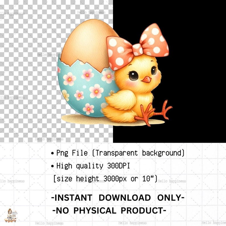 A Cute Cartoon Baby Chicken Wearing a Pink Bow is Sitting in a Broken ...