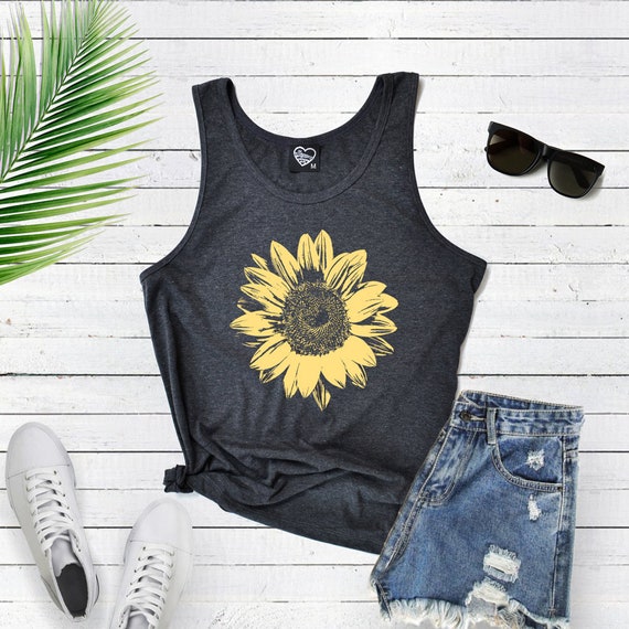 Sunflower shirt Summer tank gift woman tanks shirt graphic | Etsy