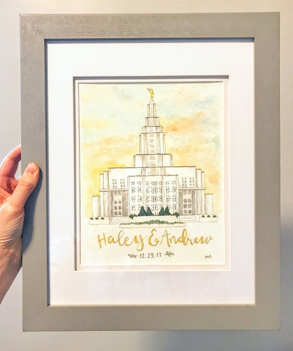 Custom LDS Temple Watercolor Painting | Etsy
