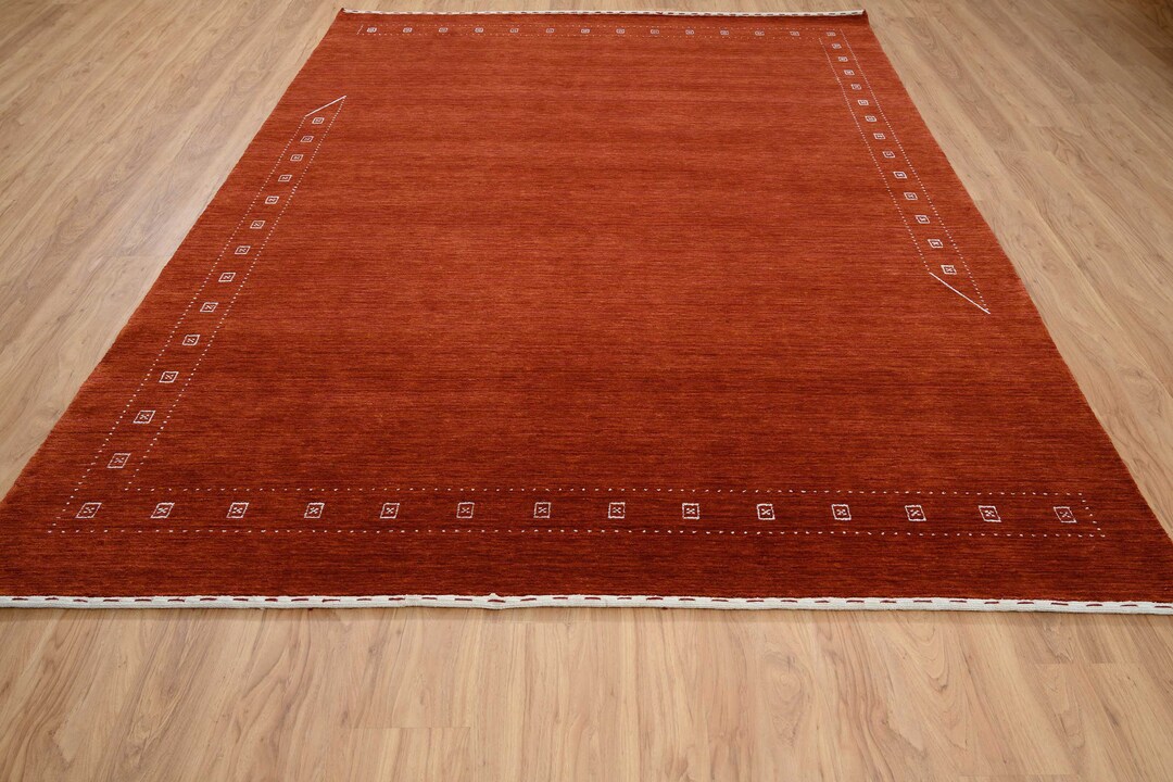 8' X 10' Rust Red Deco Gabbeh Carpet, Gabbeh Rug , Modern Minimal ...