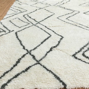 8' X 10' Soft Living Room White Moroccan Rug, New Handmade Gabbeh ...
