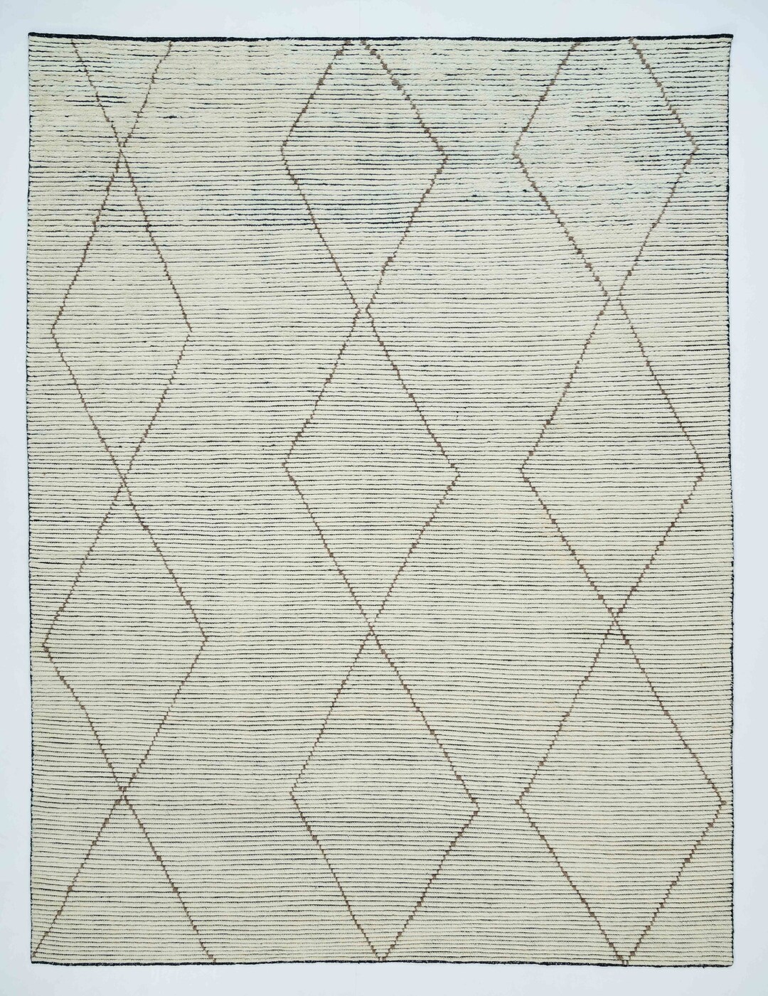 9X12 Rug, Beige Moroccan Rug, Brown Criss-cross Pattern Area Rug, Ivory ...