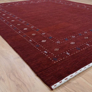8' X 10' Dark Red Dining Room Carpet, Gabbeh Rug , Modern Minimal ...