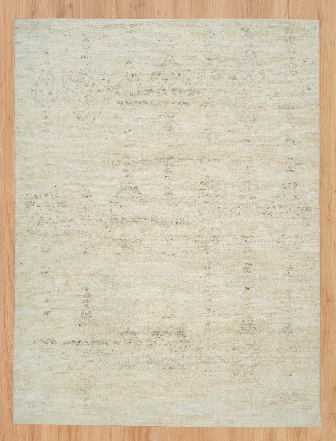 Handknotted Ivory Abstract Rug New Large Handmade Moroccan Rug Minimal ...