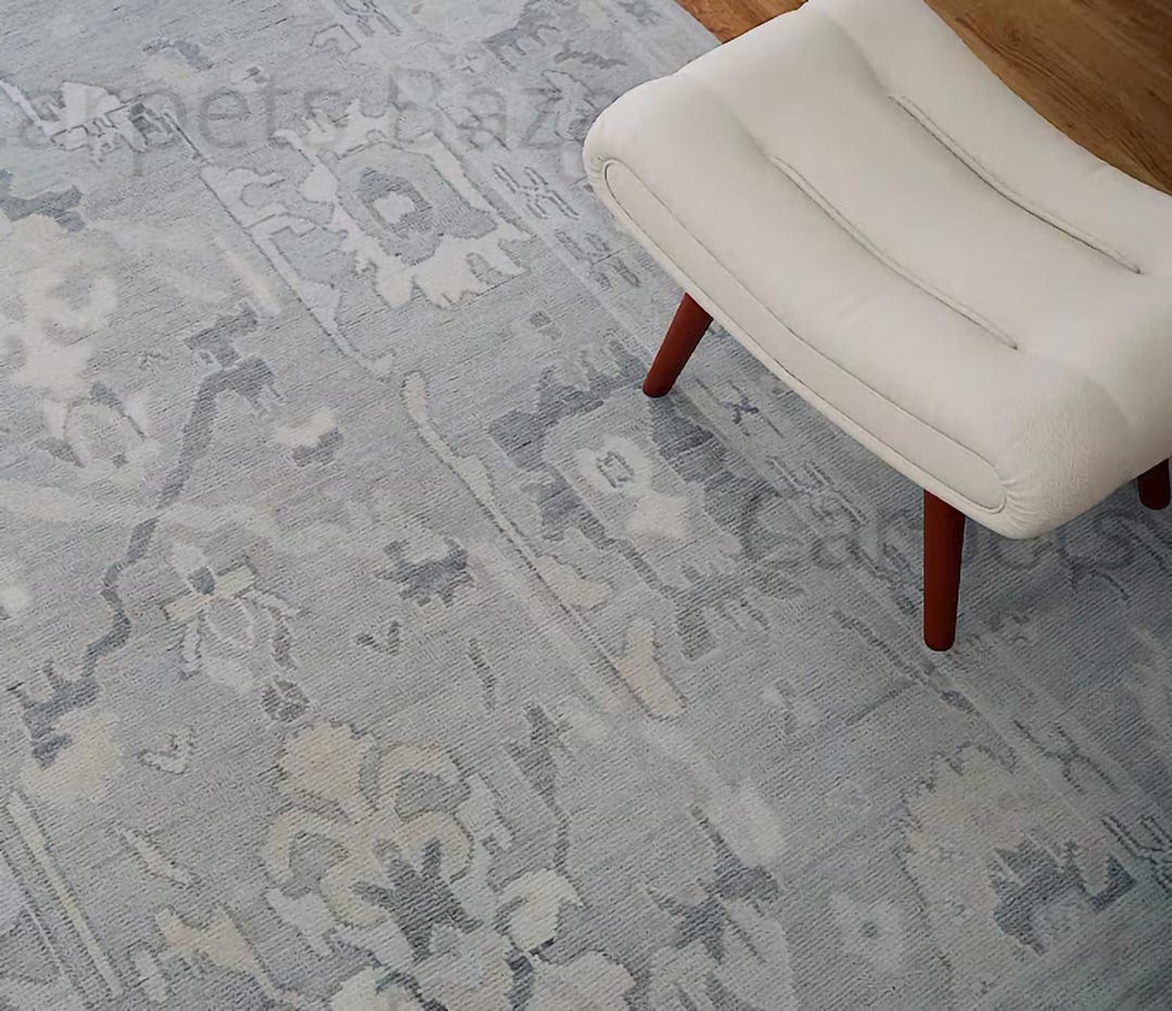 Faded Gray Oushak Rug, Muted Rug, Neutral Tones Area Rug, Handknotted ...