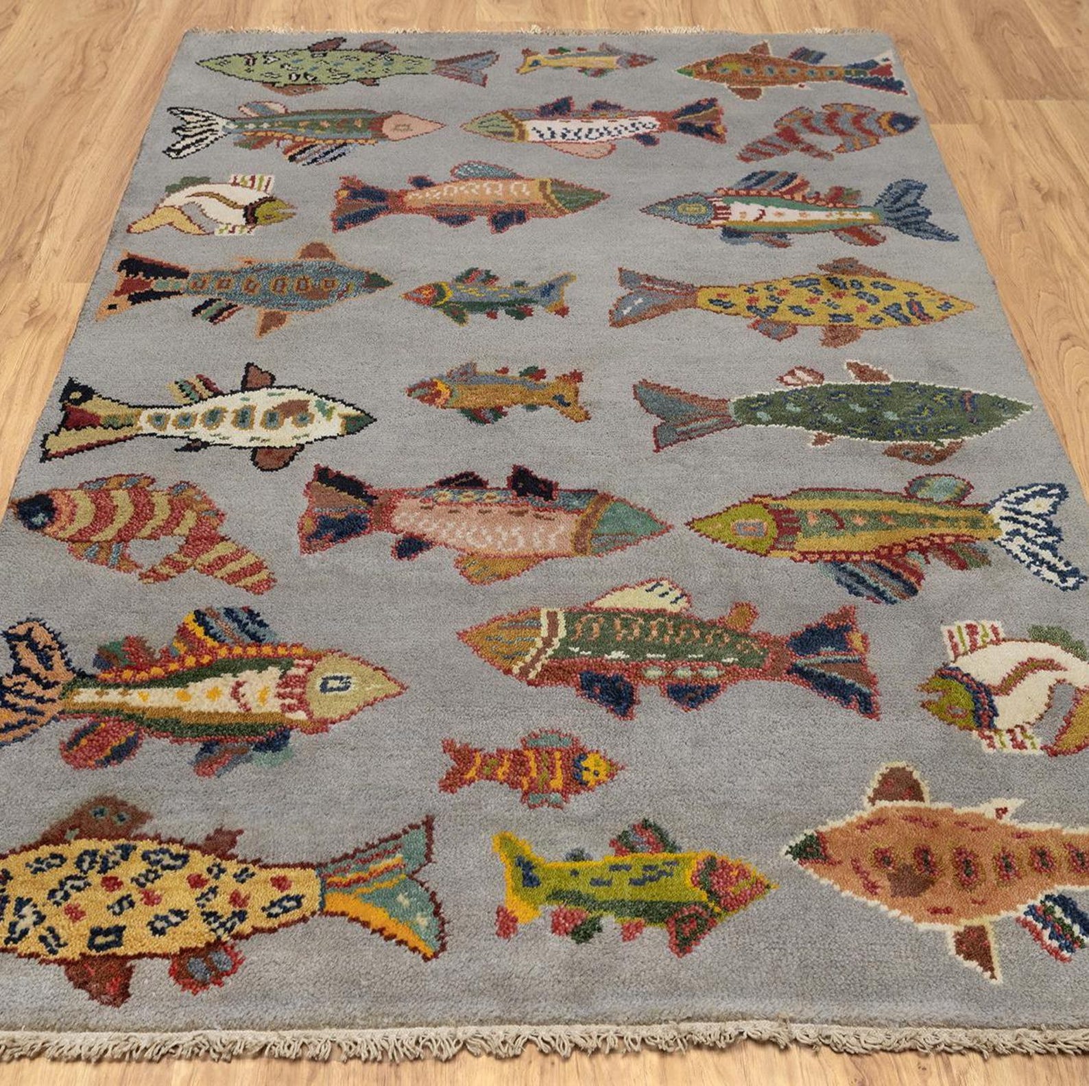 Handmade Wool Fish Rug, Coastal Art, Marine Animal Design Trc_9062 - Etsy