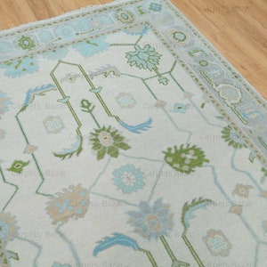 Pastel Oushak Rug in Soft Blue Contemporary Wool Rug in - Etsy