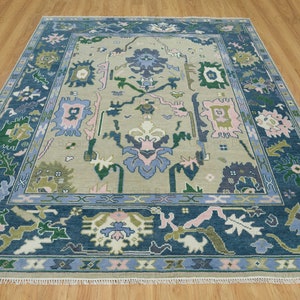Beige Teal Farmhouse Oushak Rug New Teal Area Rug Large Floral Handmade Area Rug AR_3624 - Etsy