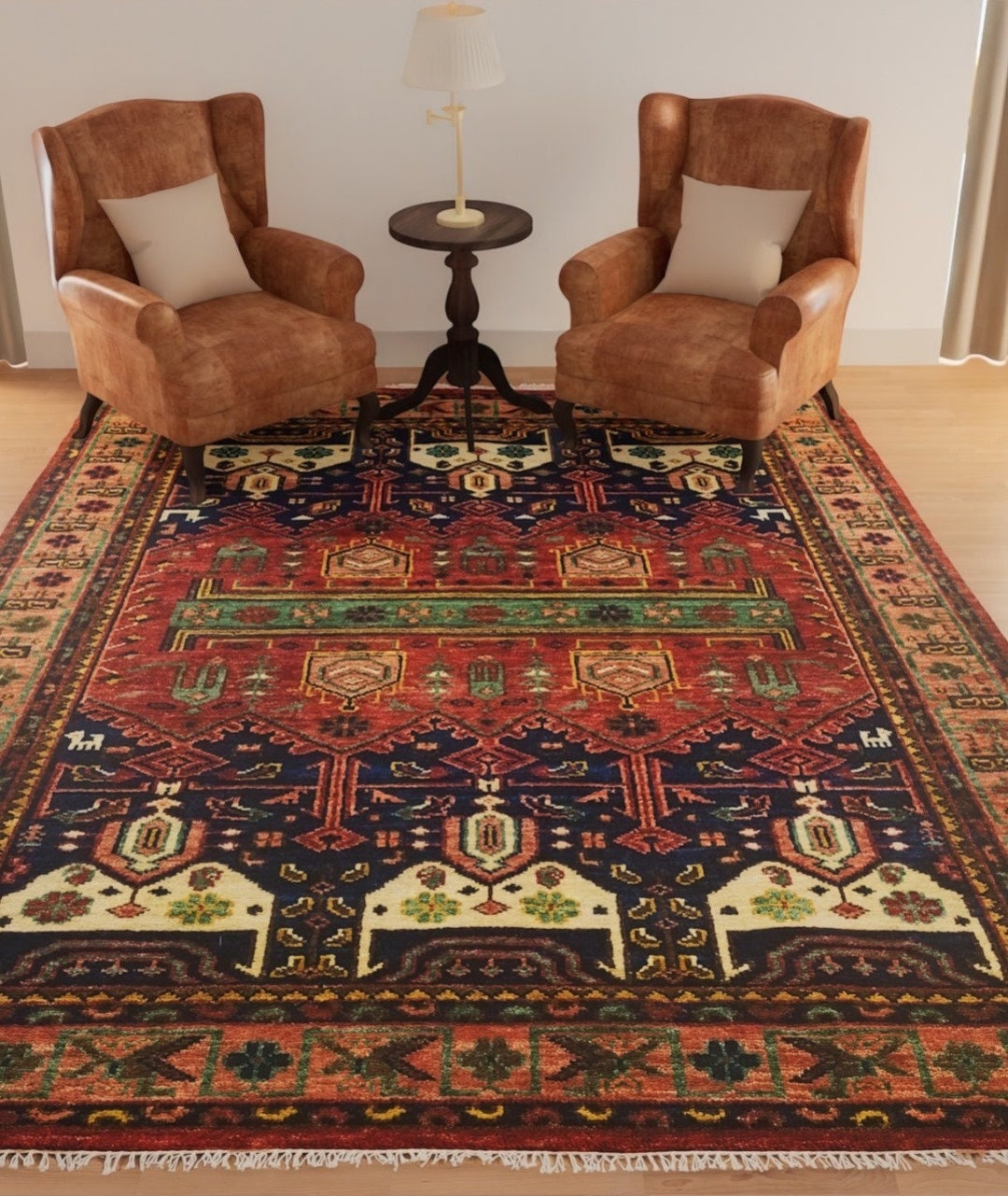 Burgundy Red Area Rug, Blue Green Turkish Rug, Gold Oriental Rug, Geometric Pattern Persian Rug ...