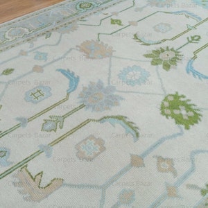 Pastel Oushak Rug in Soft Blue Contemporary Wool Rug in - Etsy