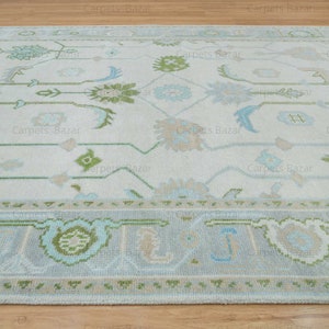 Pastel Oushak Rug in Soft Blue Contemporary Wool Rug in - Etsy