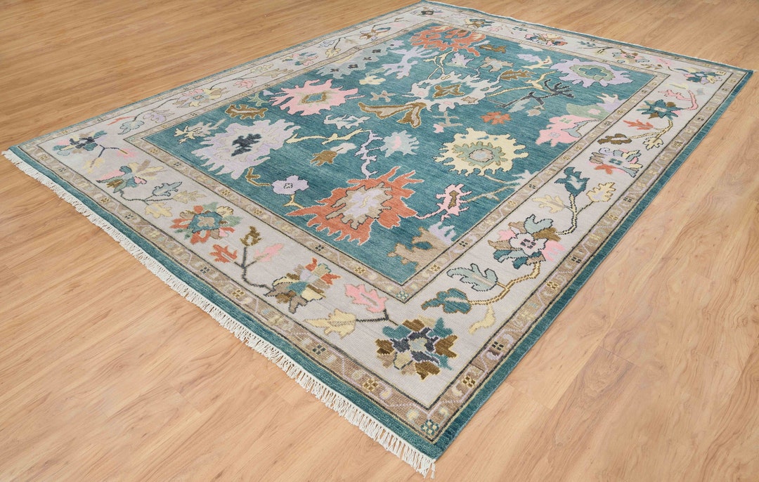 Large Motif Deep Sea Blue Handmade Area Rug 9x12 Multi Size - Etsy