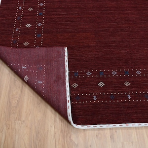 8' X 10' Dark Red Dining Room Carpet, Gabbeh Rug , Modern Minimal ...