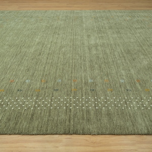 Olive Green Area Rug, Minimal 8 X10 Rug, Handknotted Solid Color Wool ...