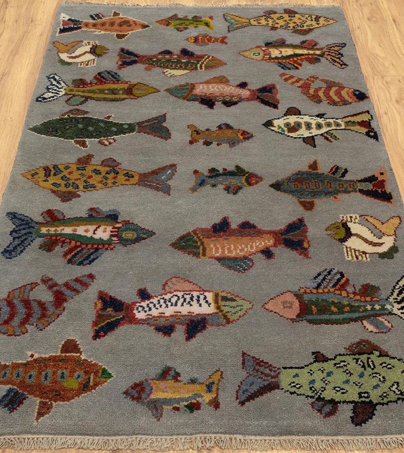 Handmade Wool Fish Rug, Coastal Art, Marine Animal Design Trc_9062 - Etsy