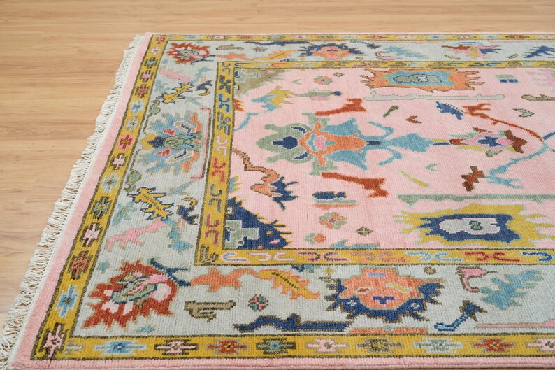 6' X 9' Handmade Farm House Rug Salmon Pink and Navy - Etsy