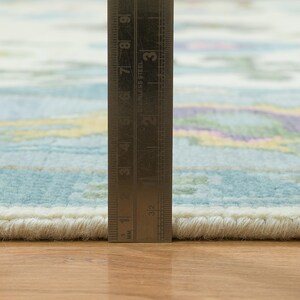 Ivory Oushak Rug, Baby Blue Border Turkish Rug, Soft Living Room Area ...