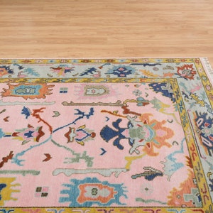 6' X 9' Handmade Farm House Rug Salmon Pink and Navy Accent Rug New ...