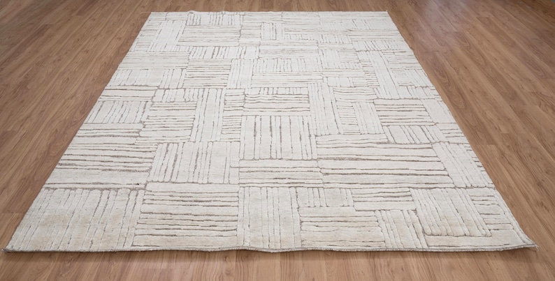 8'X 10' Ivory Handknotted Wool Rug Living Room Area - Etsy