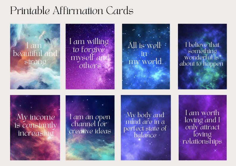 Positive Affirmation Instant Downloadable Cards | Simple Affirmations ...