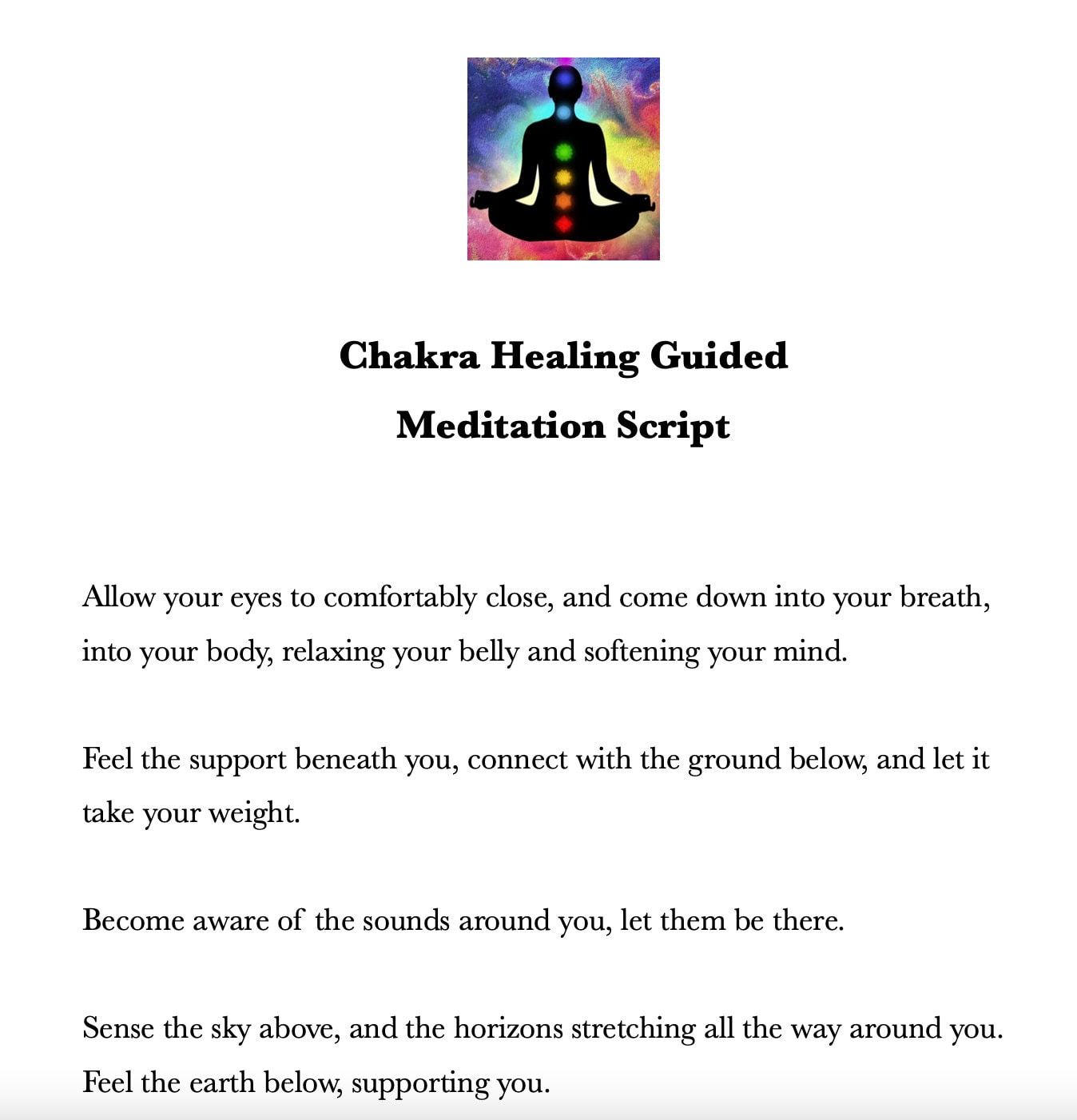 Chakra Healing Meditation Script Guided Meditation Script for Yourself ...