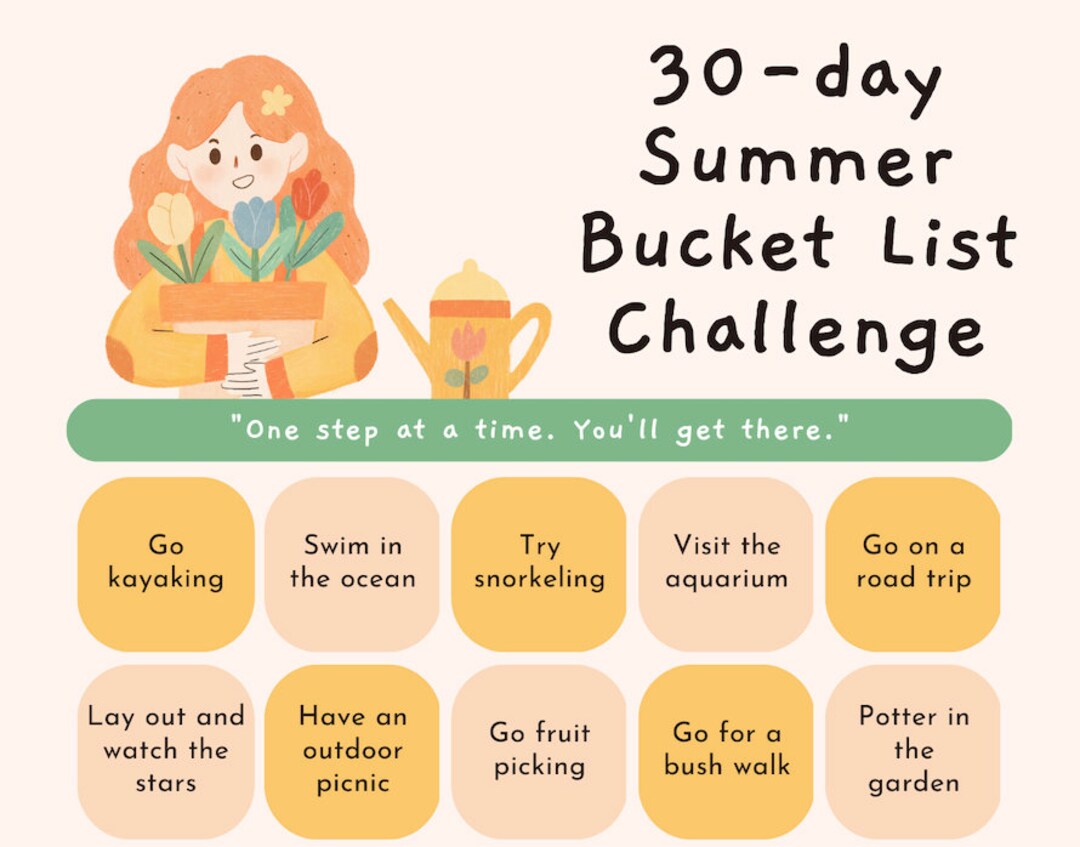 30 Day Easy Summer Bucket List Challenge Instant Download Family Summer ...