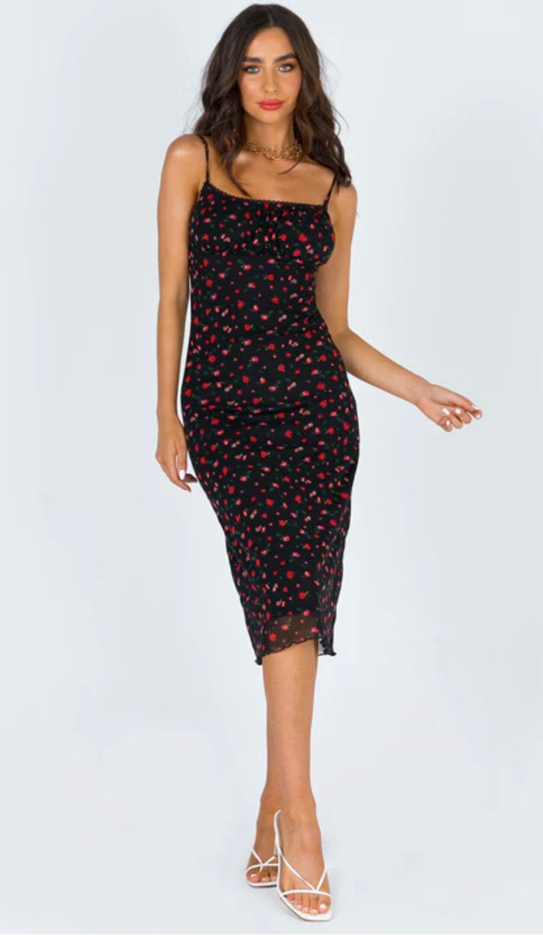 Summer Floral Midi Dress, Women's AU Size 10, Floral Print Dress, Women ...