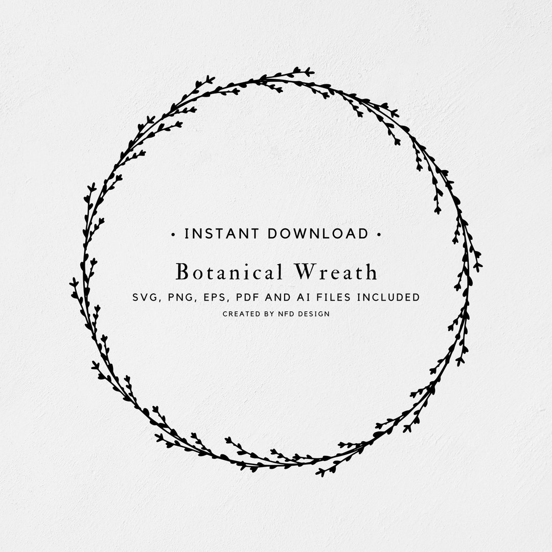 Circle Wreath Vector Line Art - Etsy