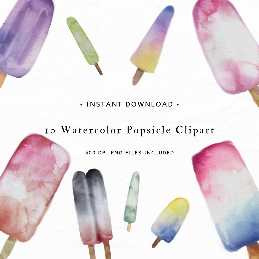 Popsicle Clipart Watercolor Clipart Summer Clipart Ice - Etsy