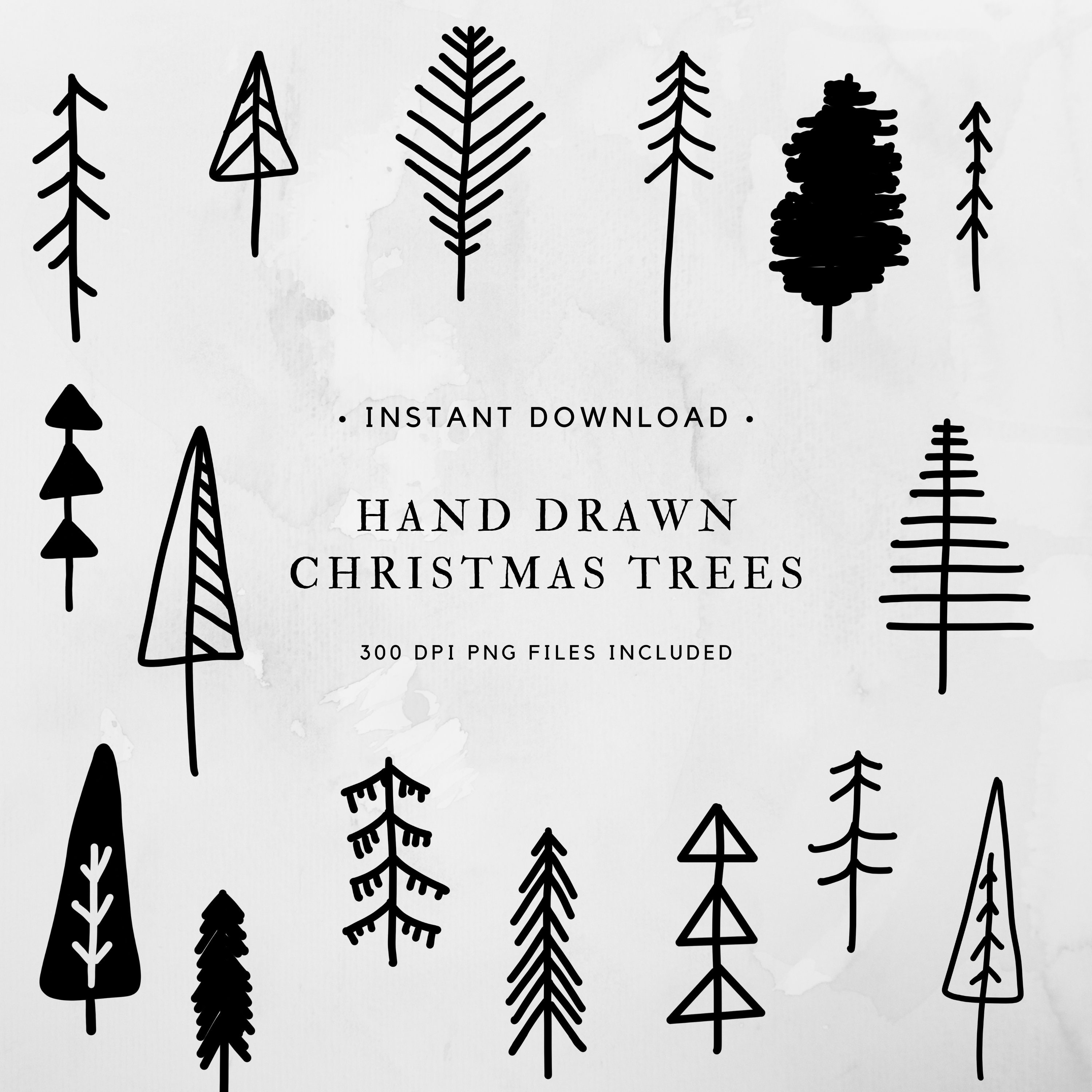 Line Art Pine Tree Clipart Pine Tree Clip Art Christmas Etsy
