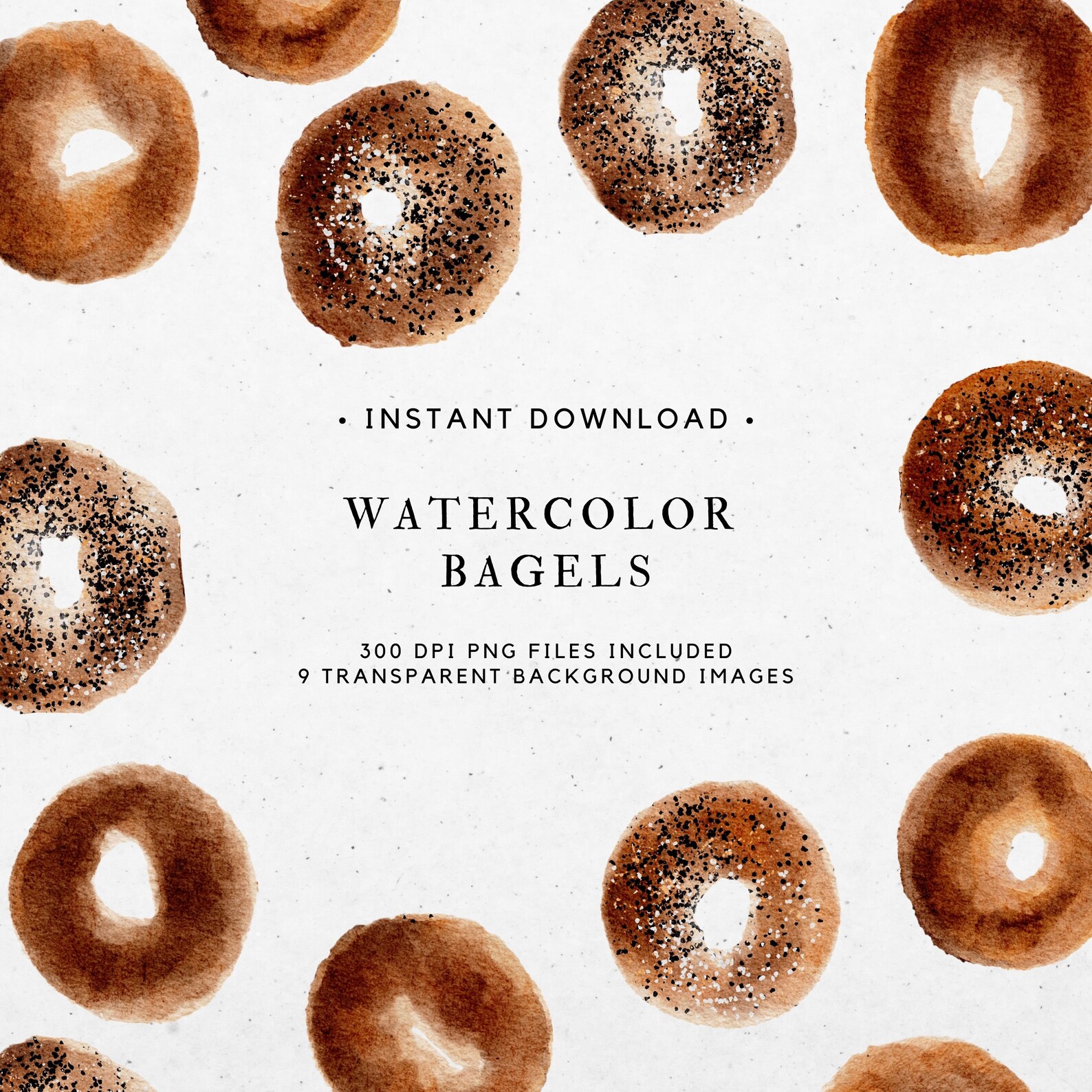 Bagel Clipart Bakery Watercolor Clipart Baking Clip Art Bagel ...