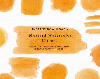 Mustard Yellow Watercolor Clipart Texture Shapes Splash Watercolor ...