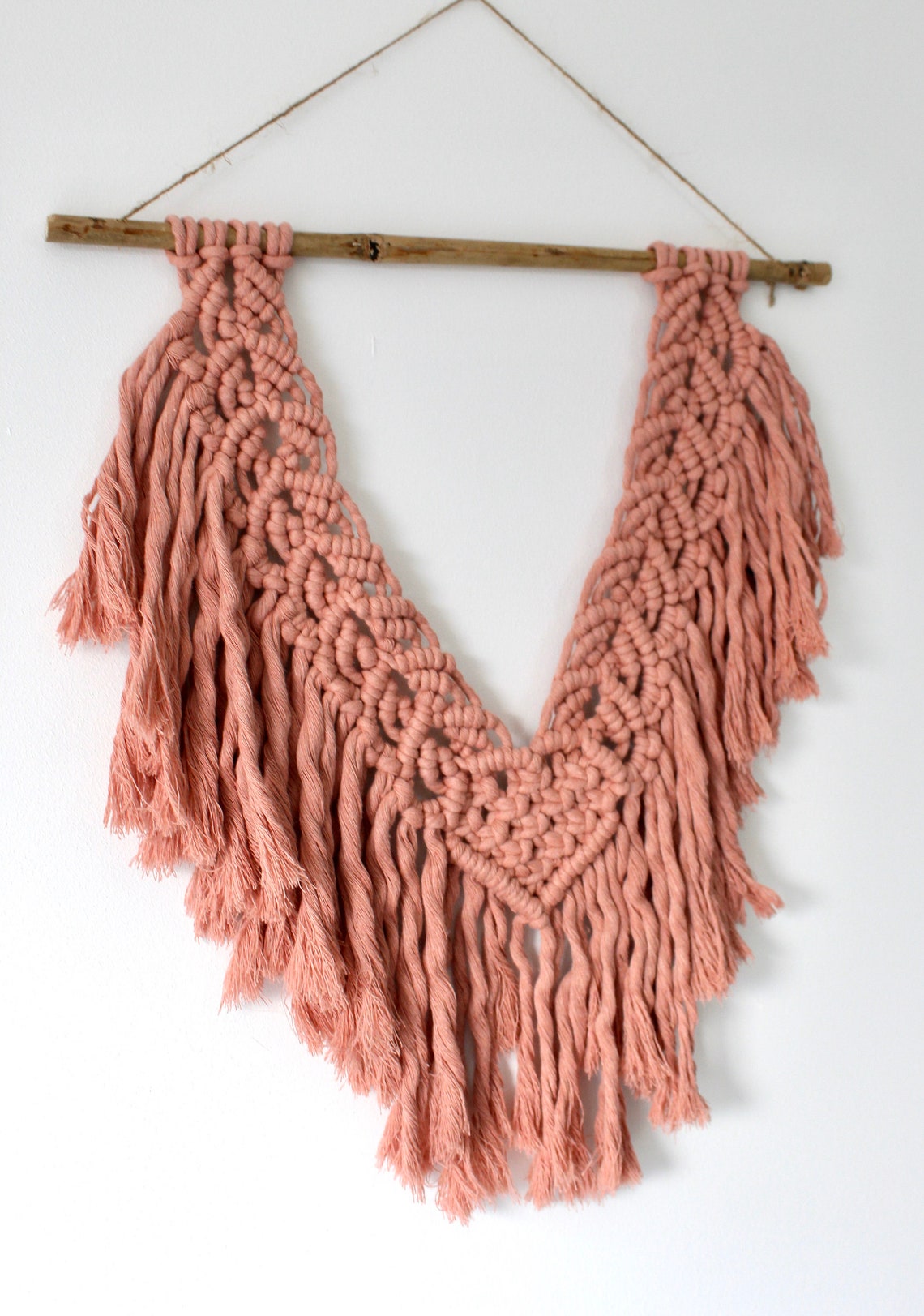 Dusty Pink Macrame Handmade Wall Hanging Made of Soft Pink | Etsy