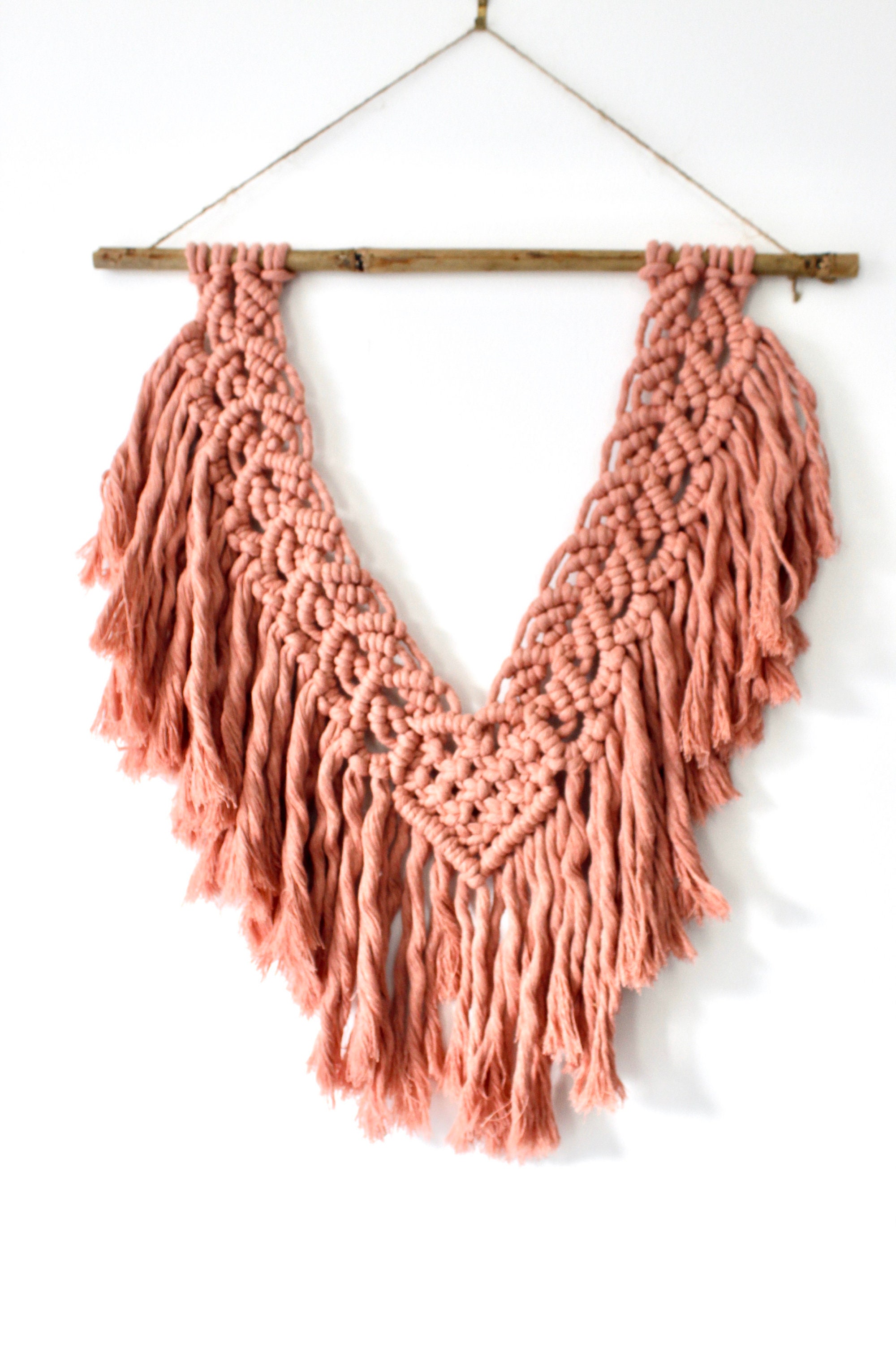 Dusty Pink Macrame Handmade Wall Hanging Made of Soft Pink - Etsy