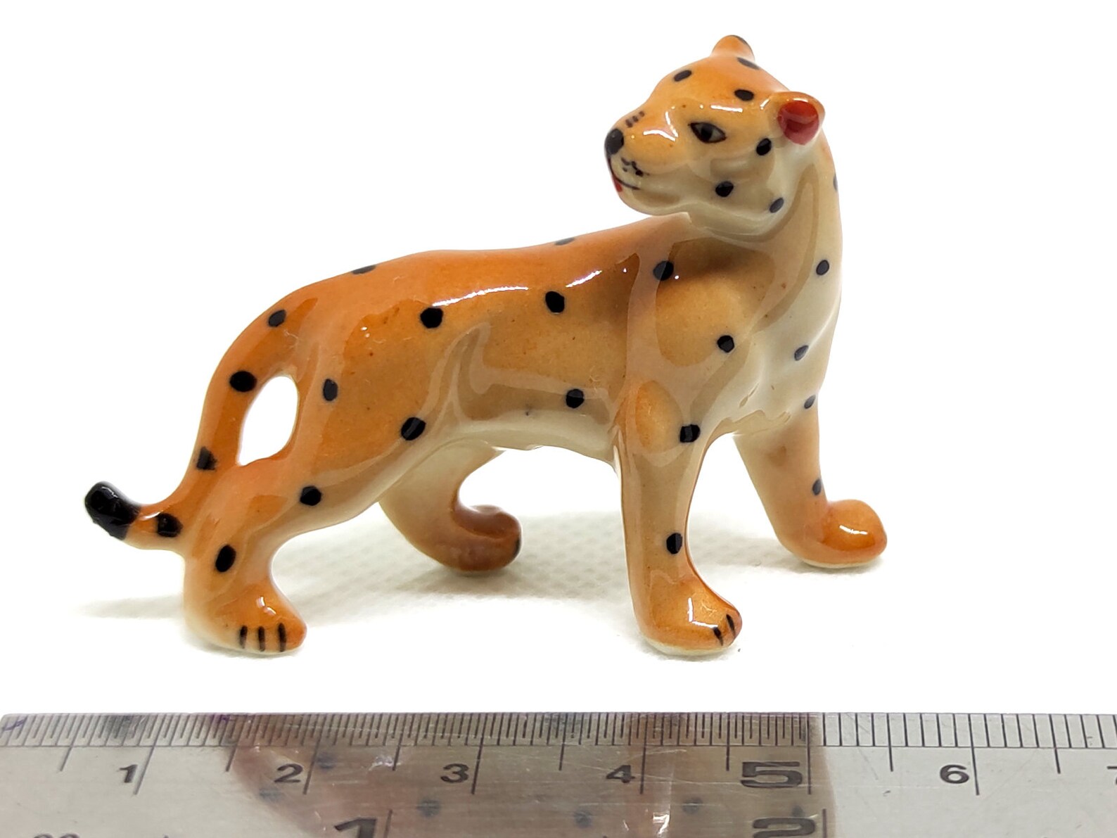 Leopard Miniature Figurines Hand Painted Ceramic Animals | Etsy