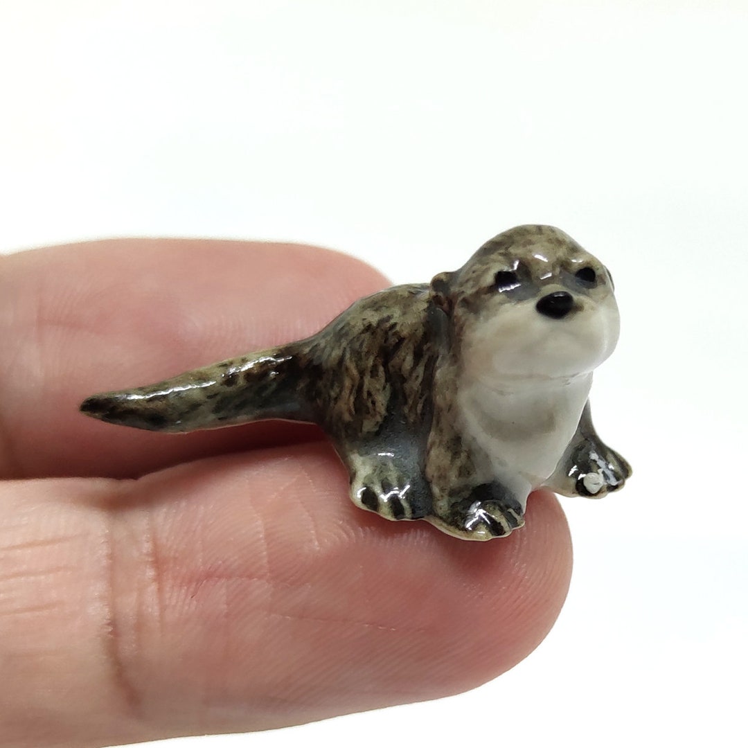Sea Otter Micro Tiny Figurines Hand Painted Ceramic Animals - Etsy