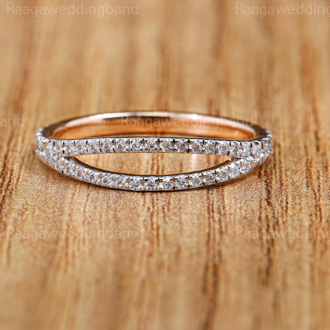 Double Stacking Ring Double Band Wedding Ring Minimalist Bridal Ring ...